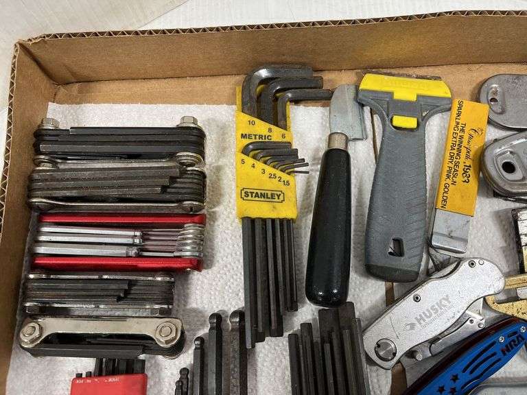 Knives and Allen wrench sets, include: (19) Various knives and scrapers ...