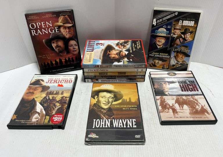 Assorted DVDs, include: Open Range, Jericho, Hang 'Em High, John Wayne ...