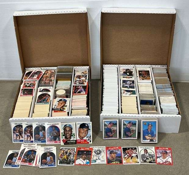 (2) Boxes of sports cards, approx. 6,000 cards, includes: Football ...