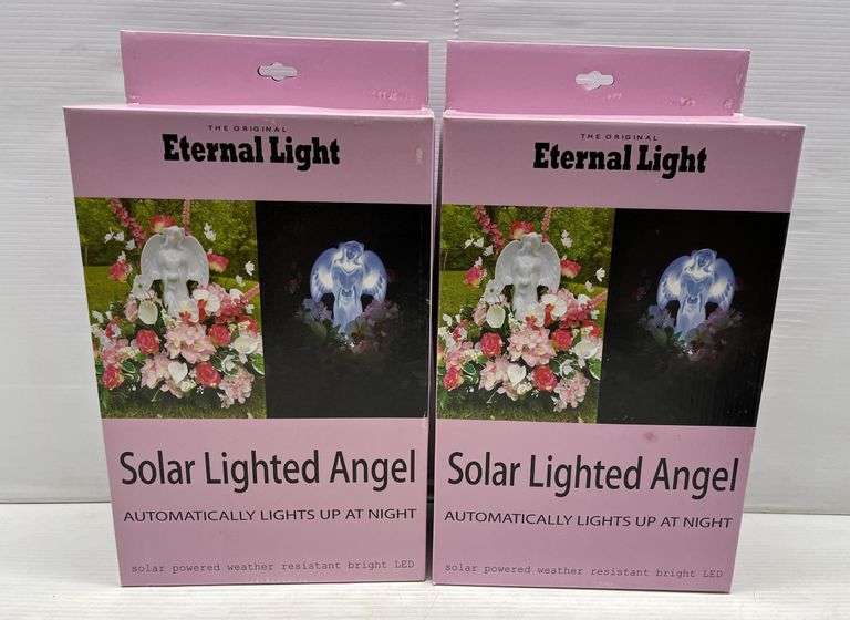 (2) Eternal Light solar lighted angels, automatically lights up at ...