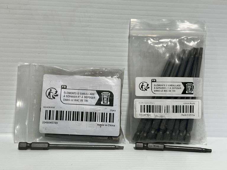 (22) Pieces of Torx bits, 1/4" hex bit extension adapter and security ...