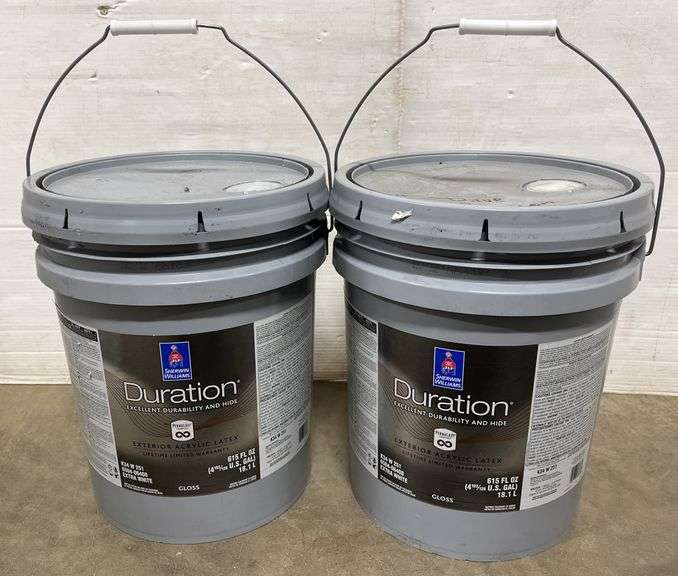(2) 5-gallon exterior acrylic latex paint pails, good - Albrecht ...