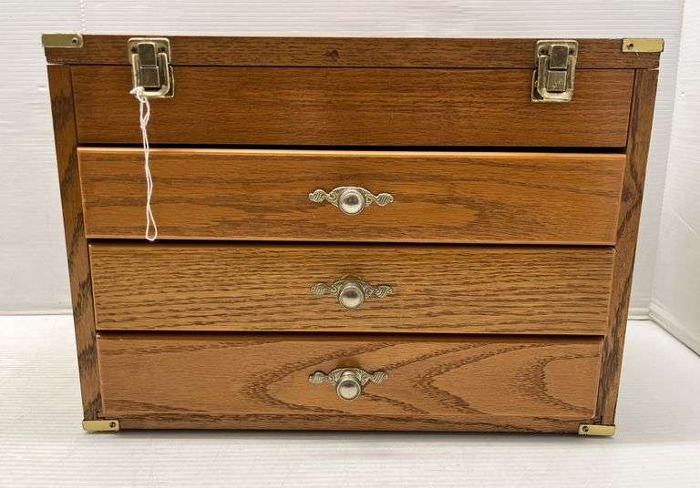 Oak wood Gerstner style 3-drawer machinist tool box with lift open top ...