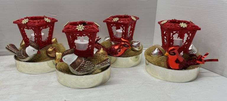 (4) Cardinal with lantern centerpieces, male and female, cardinals and ...