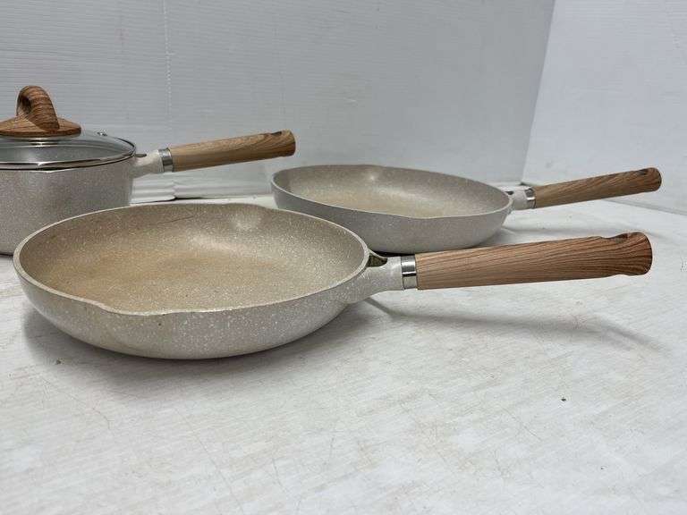 (5) Master Class cookware, heavy duty cast aluminum body ceramic non ...