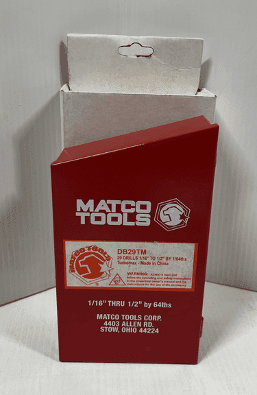 Matco Tools no. DB29TM 29-piece turbomax drill bit set, 1/16" to 1/2 ...