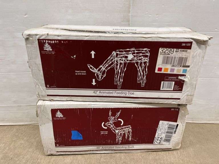 Animated standing buck and feeding doe lighted yard decorations, buck ...