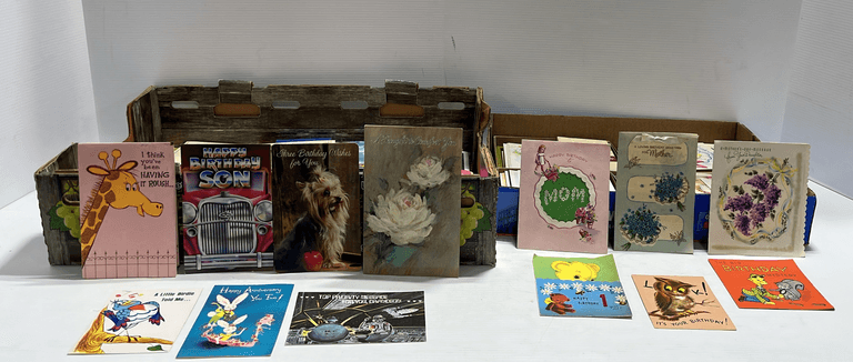(2) Boxes of vintage and antique greeting cards of all occasions, most ...