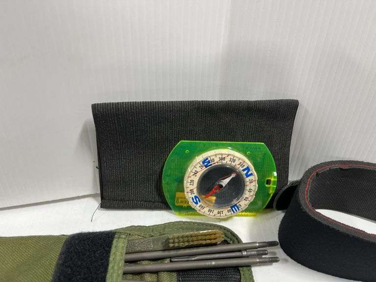 Slings, call, (3) compasses, ammo holder gun cleaning rod, and bipod, good - Albrecht Auction ...
