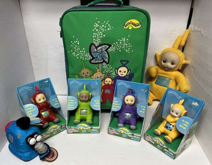 (4) 1998 Playskool Teletubbies roll-a-longs, 6"L, new; 1999 Teletubbies ...