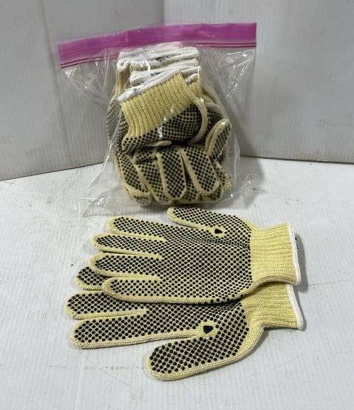 (6) Pairs large Kevlar gloves, with PVC dots on both sides ...