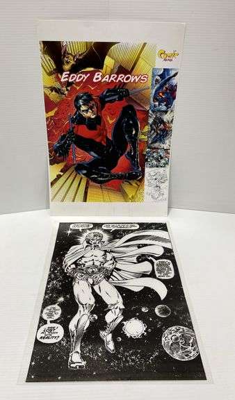 Comic poster, 12" x 18"; Eddy Barrows, see through comic collectible ...