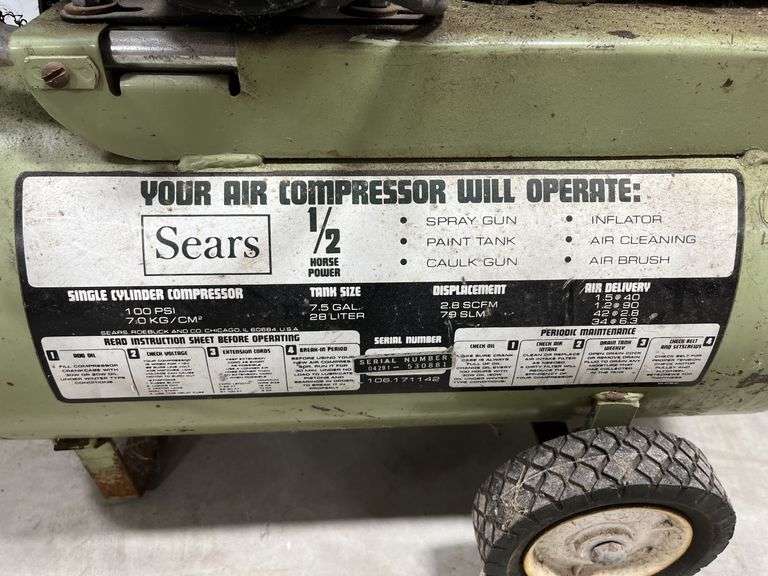 Sears air compressor, works - Albrecht Auction Service