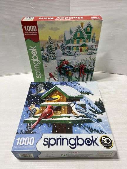 (10) Holiday puzzles by Springbok, includes: four- 1000-pieces, six- 500- pieces, Festive ...