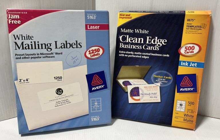 White mailing labels, and Clean edge business cards - Albrecht Auction ...