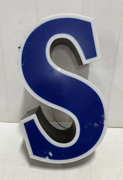Metal "S" letter with plastic face, 19"H - Albrecht Auction Service