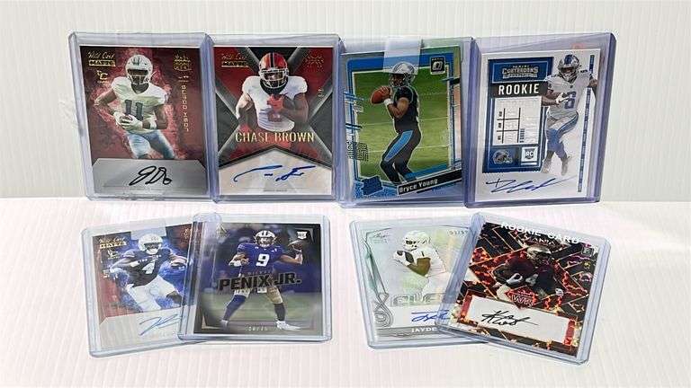 (8) Autographed NFL rookie cards, includes: Swift, Bryce Young, Penix ...