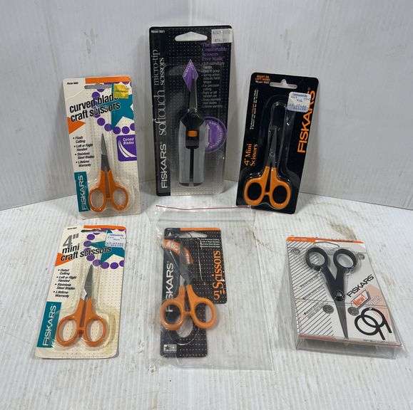 (6) Pairs of Fiskars Pro Grade crafting precision scissors, 5", curved ...