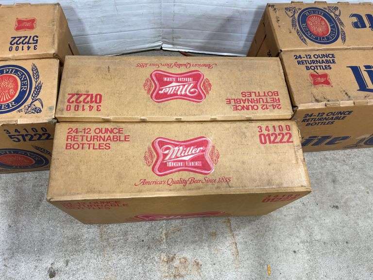 (3) Miller Beer boxes: 2- Miller Lite, and 1- Miller High Life, 16 1/2 ...