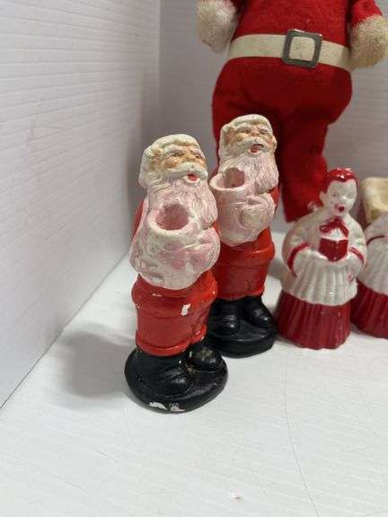 Older Christmas items, include: Heavy plaster Santa with chimney ...