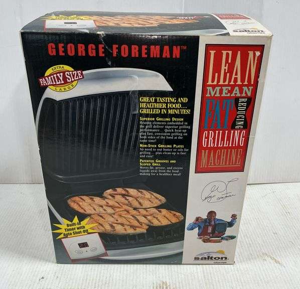 George Foreman Lean Mean grilling machine, family size, box- 11"W x 7 1 ...