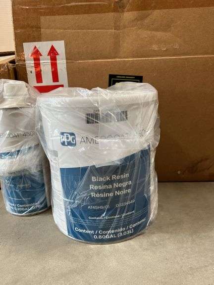 Gallon of PPG Amercoat 235 oxide red resin base coat with curing agent ...