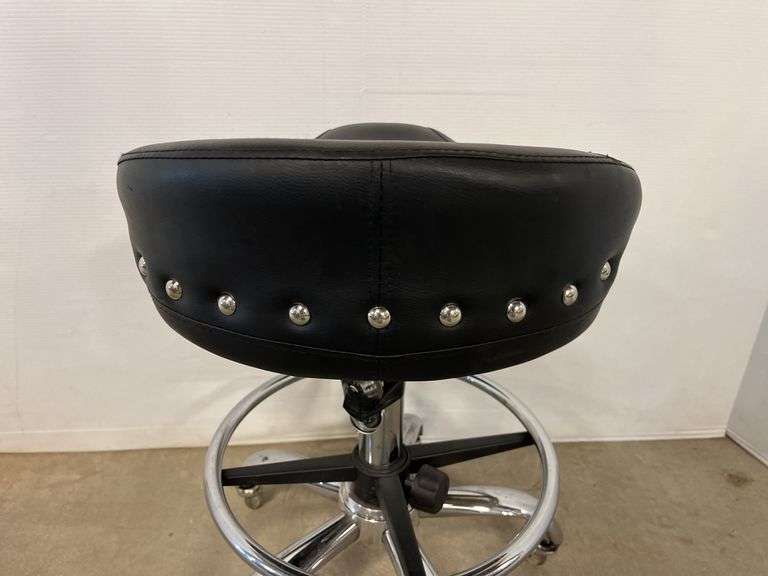 Pittsburgh motorcycle seat style rolling shop stool, adjustable height ...