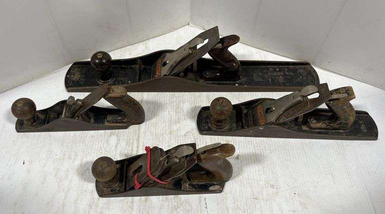 Older Stanley wood planes, four sizes included: 22", No. 7 plane; 14 ...
