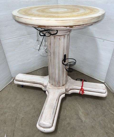 Upcycled solid oak mini bar table, LED multi-colored light system, on ...