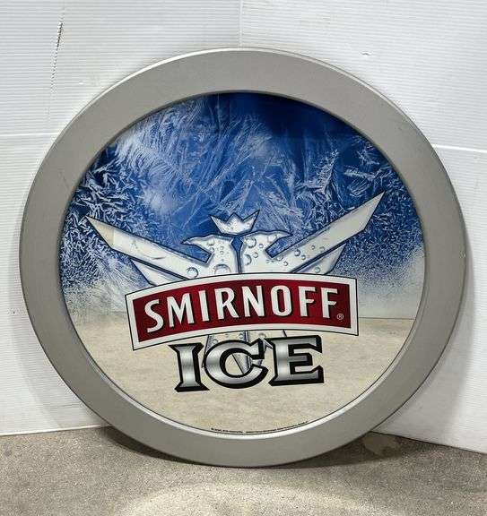 "Smirnoff Ice" beer mirror advertisement, 28"Dia, used - Albrecht ...