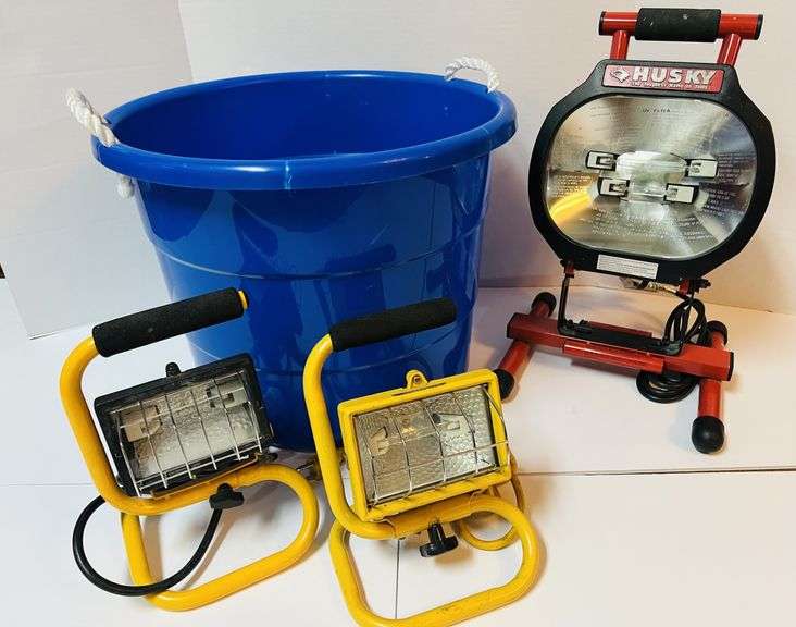 Husky double halogen portable work light, (2) Z-frame halogen portable ...