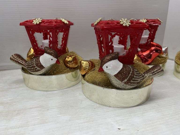 (4) Cardinal with lantern centerpieces, male and female, cardinals and ...