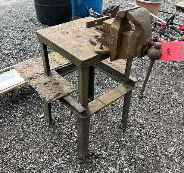 Iron work/vise shop table bench, heavy duty iron, with one working ...