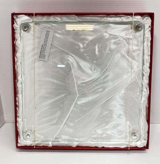 Simon Designs crystal table top, 12 7/8"W x 12 7/8"D x 1"Thick, great ...