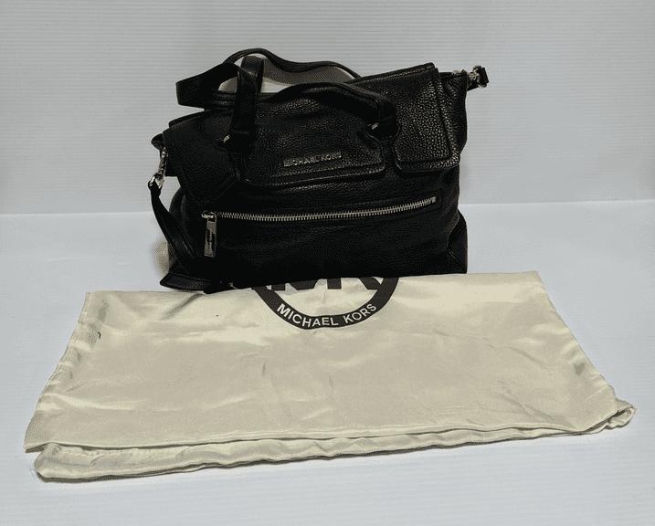 Authentic Michael Kors black leather women's crossbody handbag purse ...