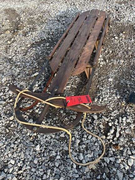 Older steel runner sled, 55"L - Albrecht Auction Service