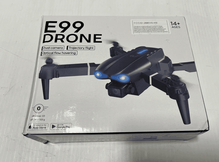 E99 Drone, dual camera, optical hovering, trajectory flight, box- 8 1/2"W x 7"D x 2 3/4"H, NIB ...