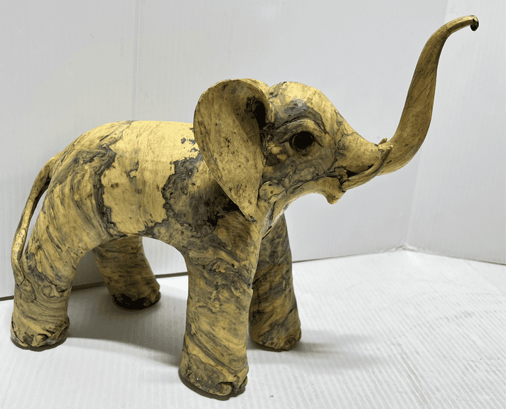 Older crushed oyster shell elephant figurine, marbled, made in the ...