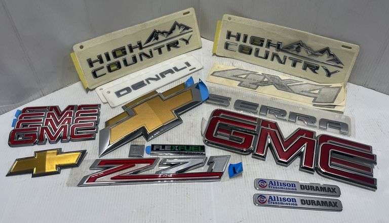 (20) GM emblems/stickers, longest, GMC is 13 1/2", great for Man Cave ...
