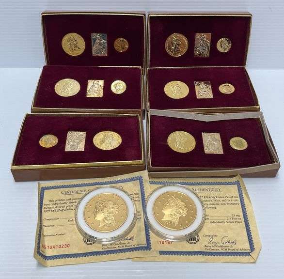 (2) 1877 $50 Half Union Proof Commemorative Coins, and (6) George ...