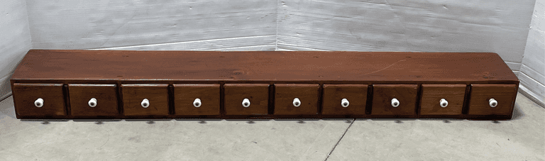 Long wood cubby box with 5-drawers, looks like 10-drawers, 46 1/2"W x 5 ...