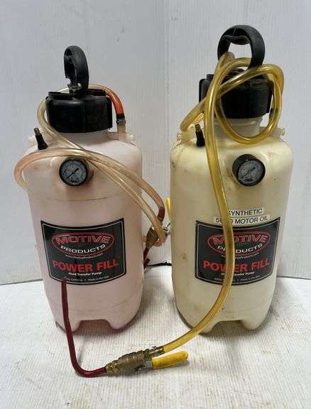 Pressurized oil, trans fluid, or gear lube dispensers, hold 10-quarts ...
