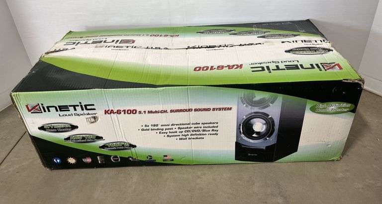 Kinetic home theater KA-6100 loud speaker surround sound system, 5x180° omni directional speaker ...