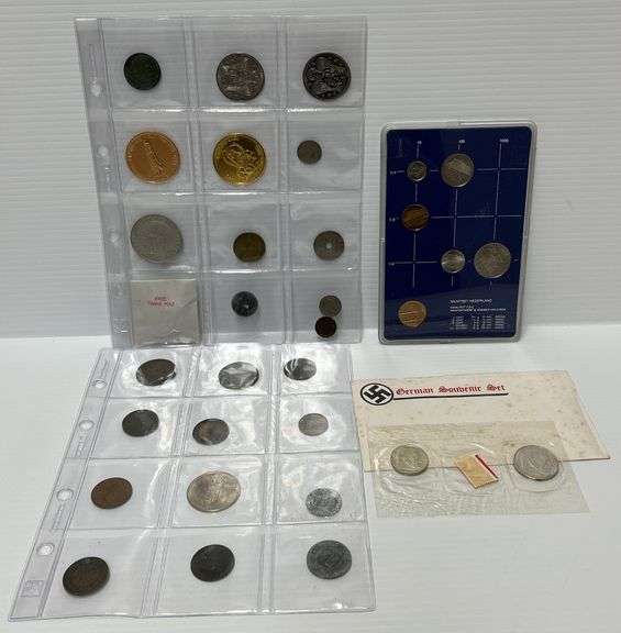 Foreign Currency, Foreign 1982 Mint Set, and a German Souvenir Set with ...