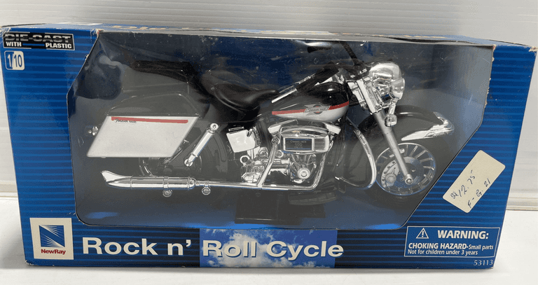 Rock N' Roll cycle motorcycle, new in box vintage 20 years old, 1/10 ...