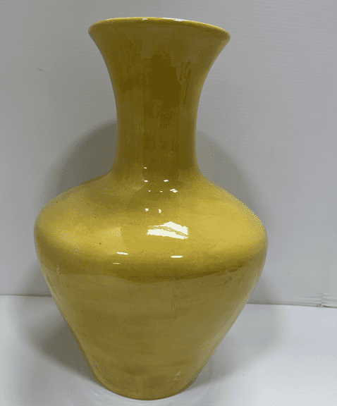 Large yellow vase, 15 1/2"H, excellent - Albrecht Auction Service