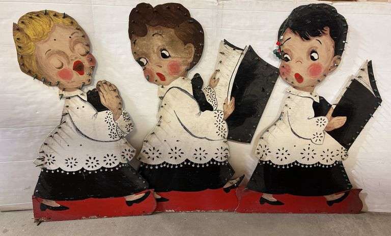 Set of (3) homemade carolers from the 1960s, 36" x 47" with lights ...