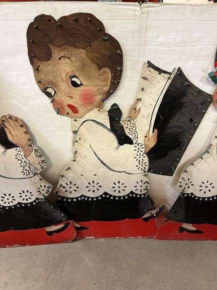 Set of (3) homemade carolers from the 1960s, 36" x 47" with lights ...