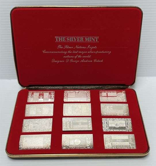 Complete Set of (12) Silver Nations .999 Silver 20g Ingots - Albrecht ...