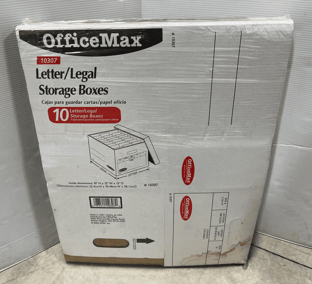 Package of OfficeMax storage boxes, 10- storage boxes, unused in ...